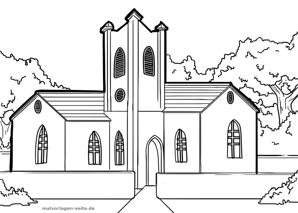 Malvorlage Kirche | Religion | Jetzt kostenlos herunterladen