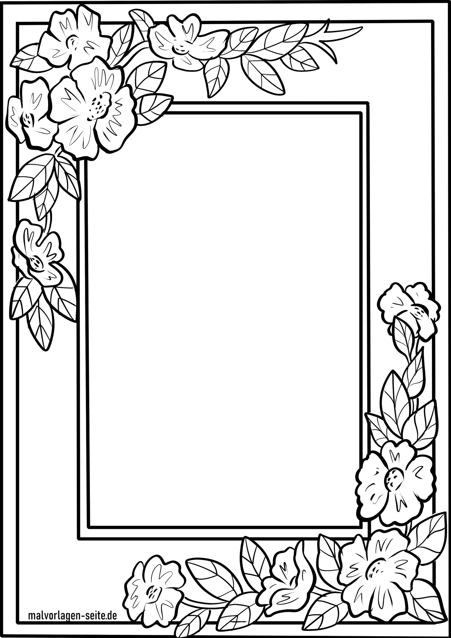 Rahmen ausmalen Blumenranke | Ausmalbild kostenlos herunterladen
