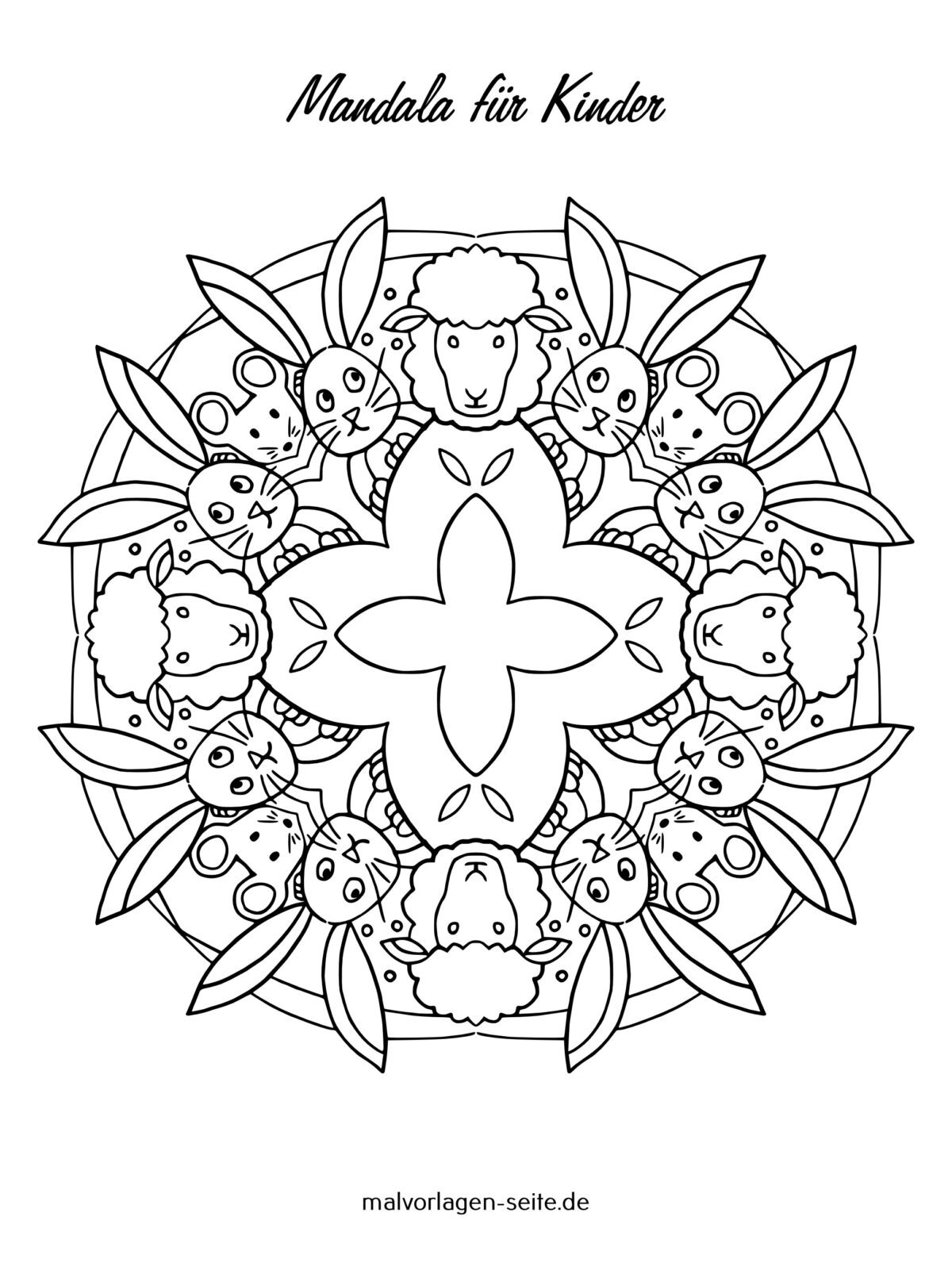 Mandala Hunde - Tiermandala | Ausmalbild kostenlos herunterladen