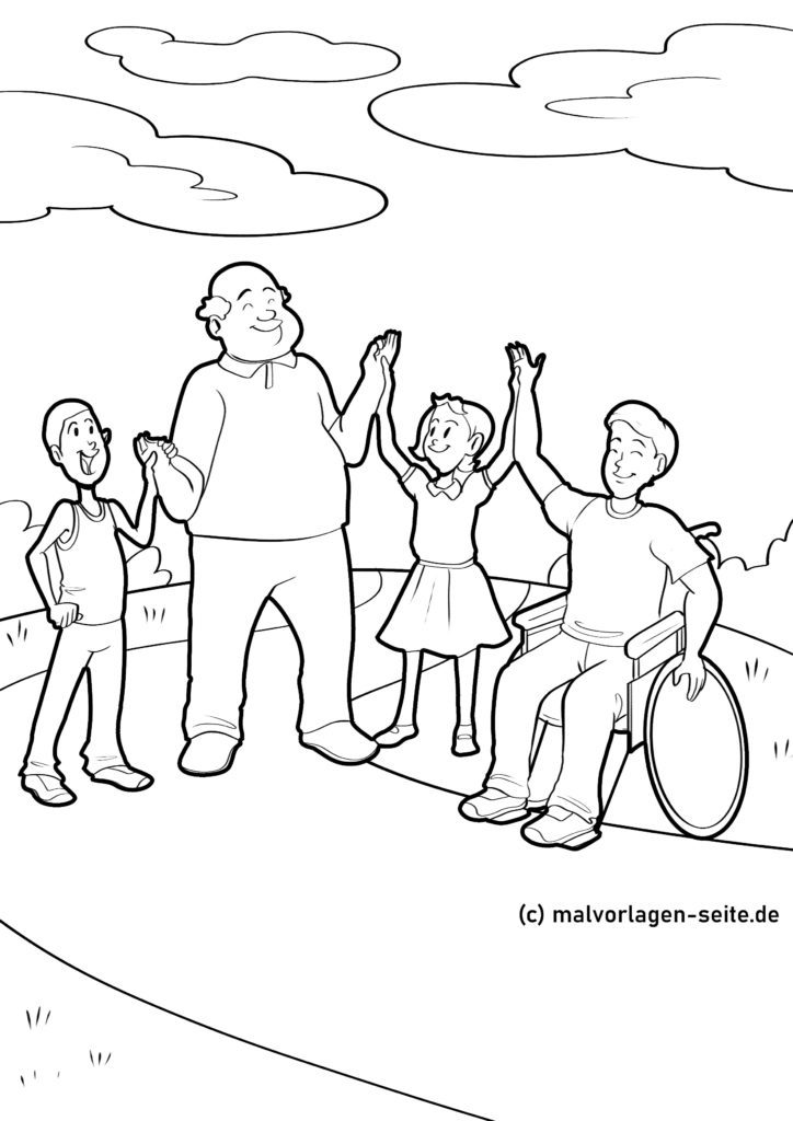 Ausmalbilder Menschen mit Behinderung | Jetzt kostenlos herunterladen