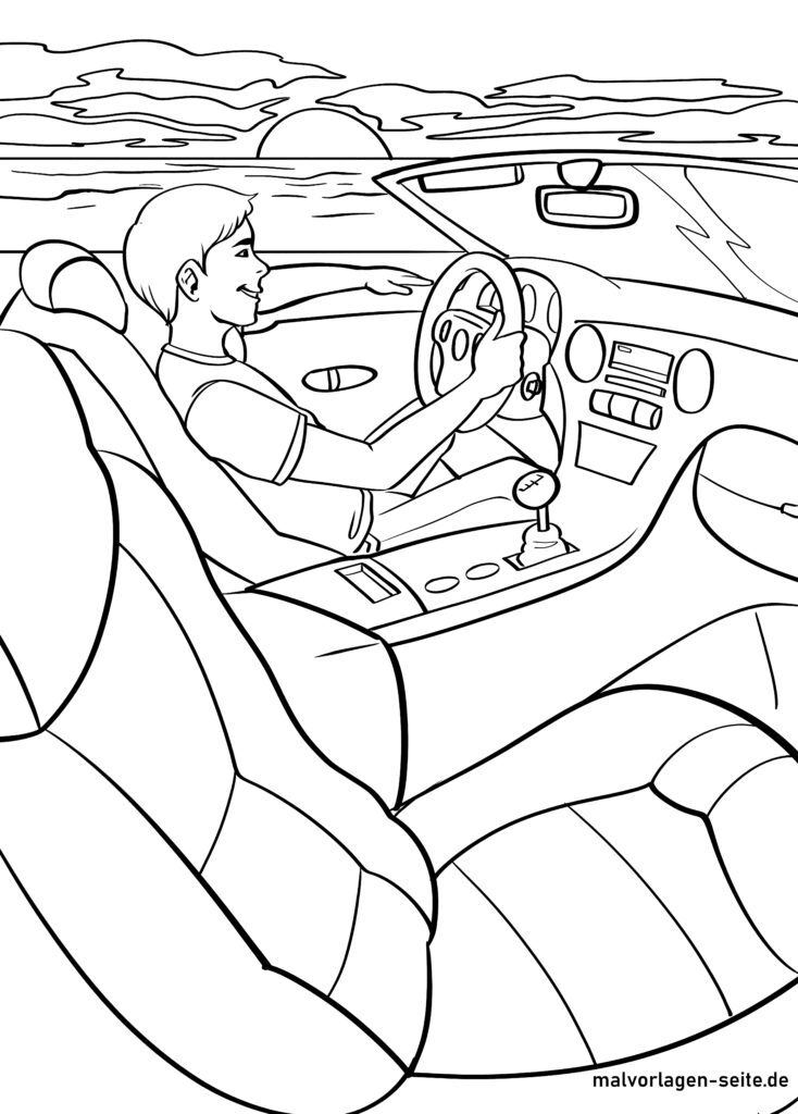 Malvorlage Autofahren - Auto | Jetzt kostenlos herunterladen