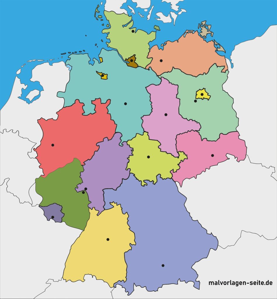 Politische Landkarte Deutschland für Schüler und Studenten