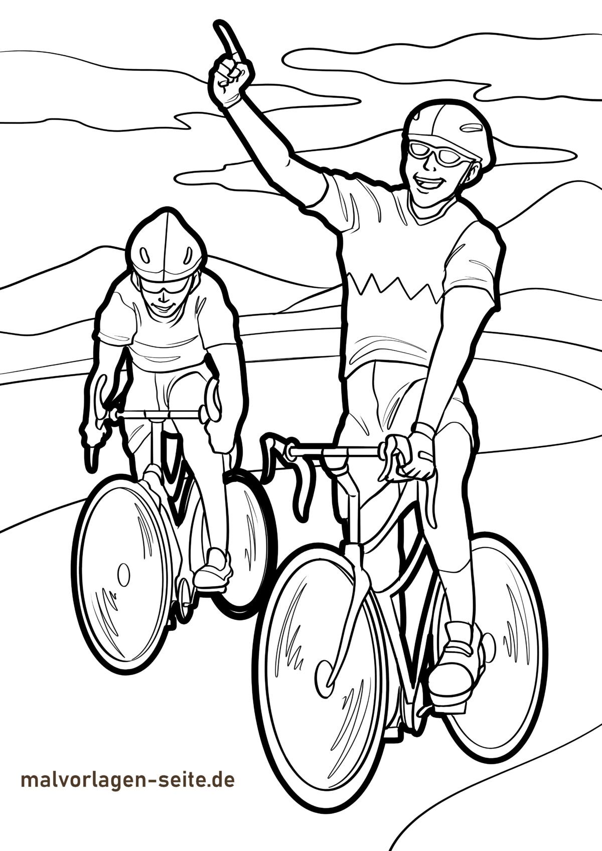 Malvorlage Radrennen - Fahrrad | Jetzt kostenlos herunterladen