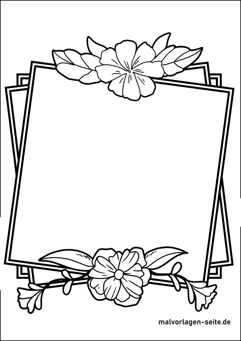 Rahmen ausmalen Blumenranke | Ausmalbild kostenlos herunterladen