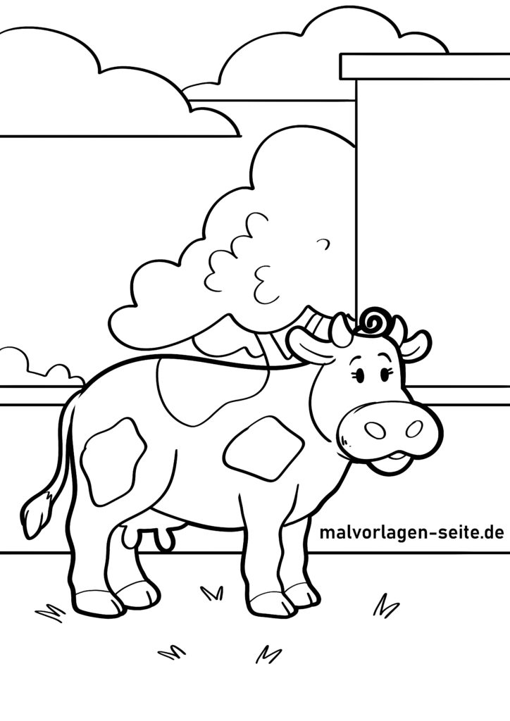 Ausmalbilder Kühe und Rinder kostenlos herunterladen und ausmalen