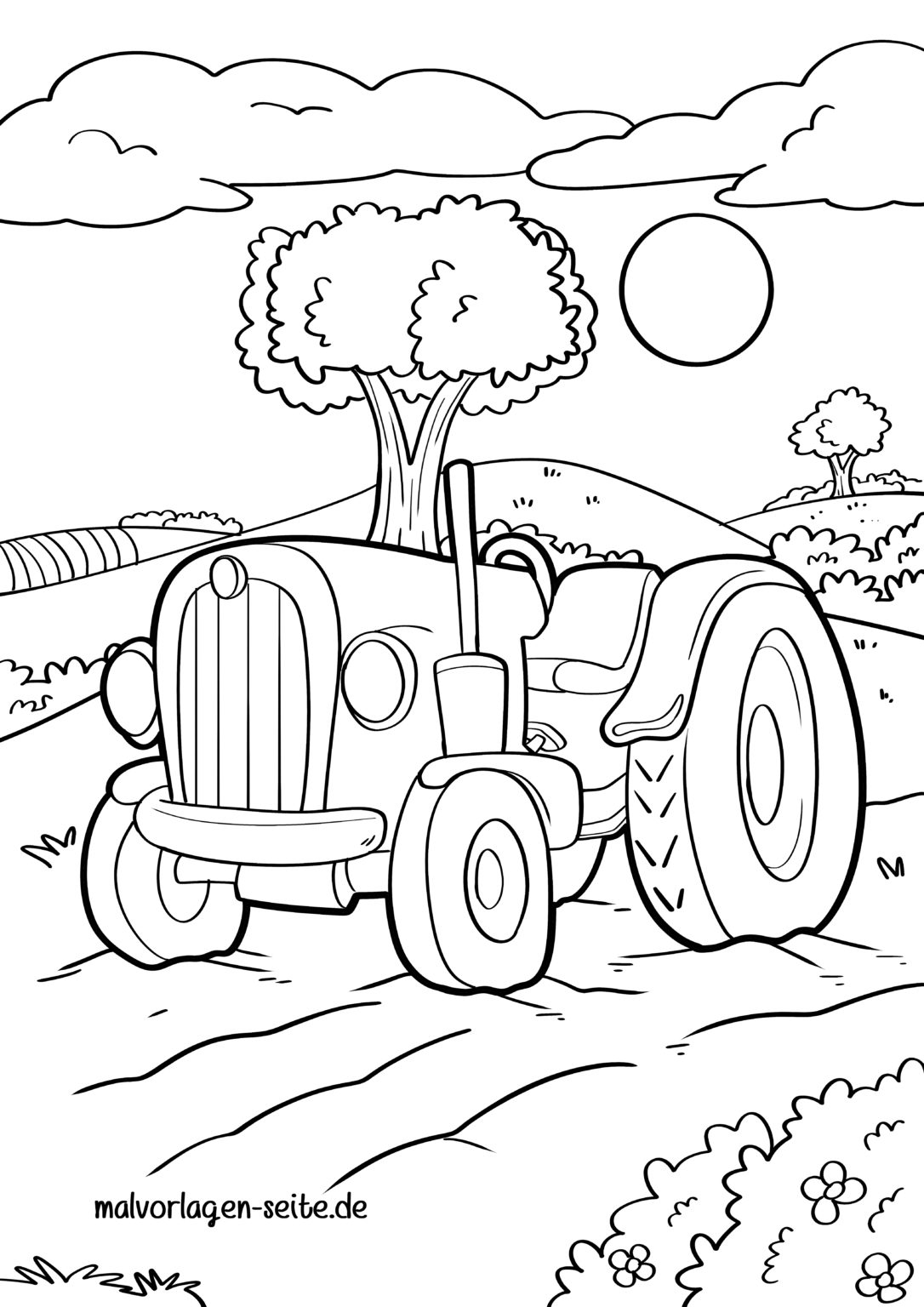 Malvorlage Traktor | Jetzt kostenlos herunterladen