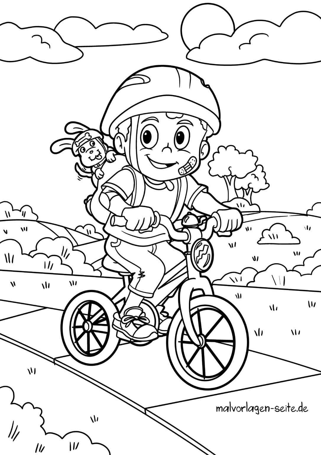 Malvorlage Fahrrad fahren | Jetzt kostenlos herunterladen