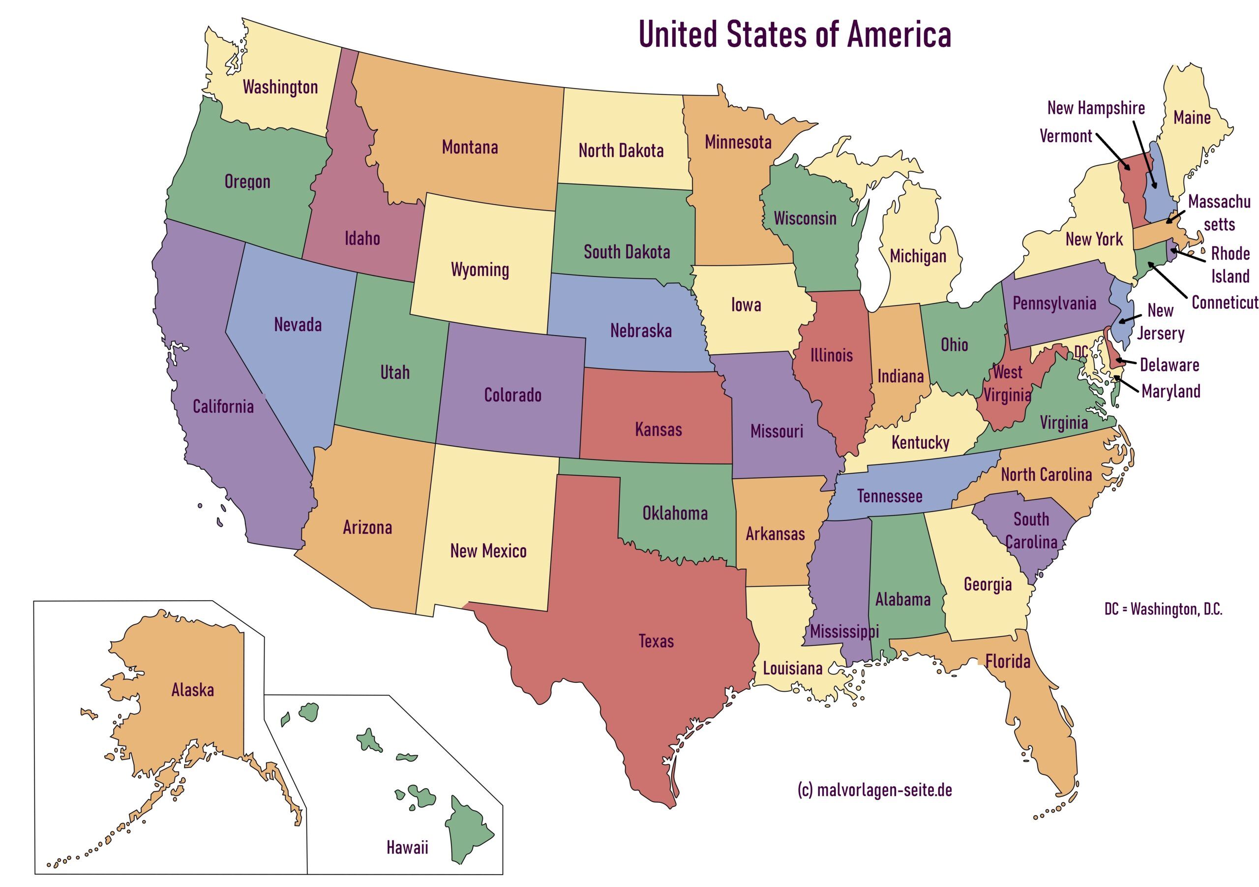 USA Landkarten der Bundesstaaten der Vereinigten Staaten