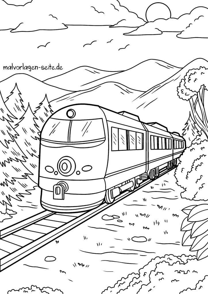 Malvorlage Eisenbahn - Zug | Jetzt kostenlos herunterladen