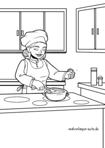 Malvorlage Koch - Kochen | Jetzt kostenlos herunterladen