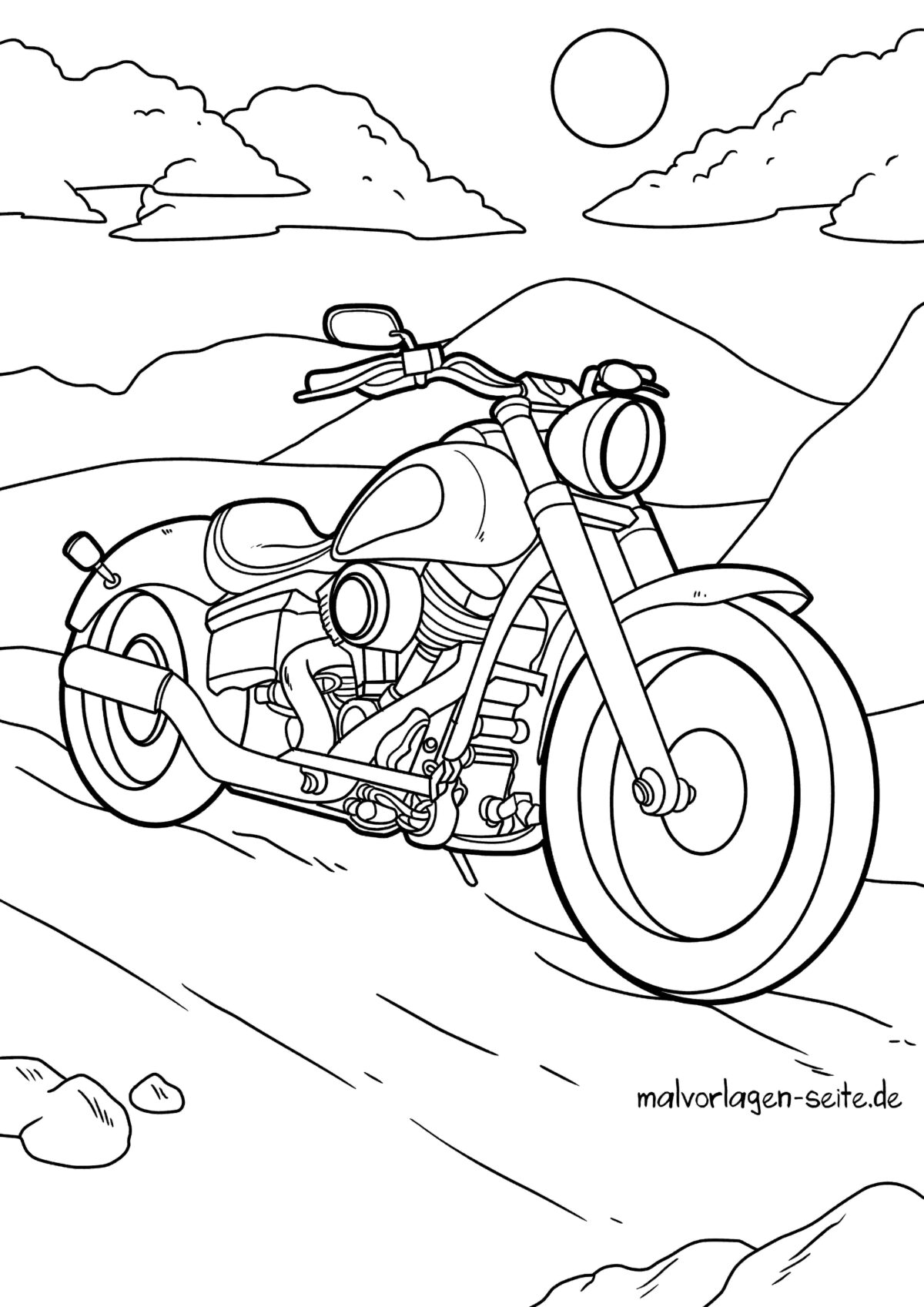 Malvorlage Motorrad | Jetzt kostenlos herunterladen