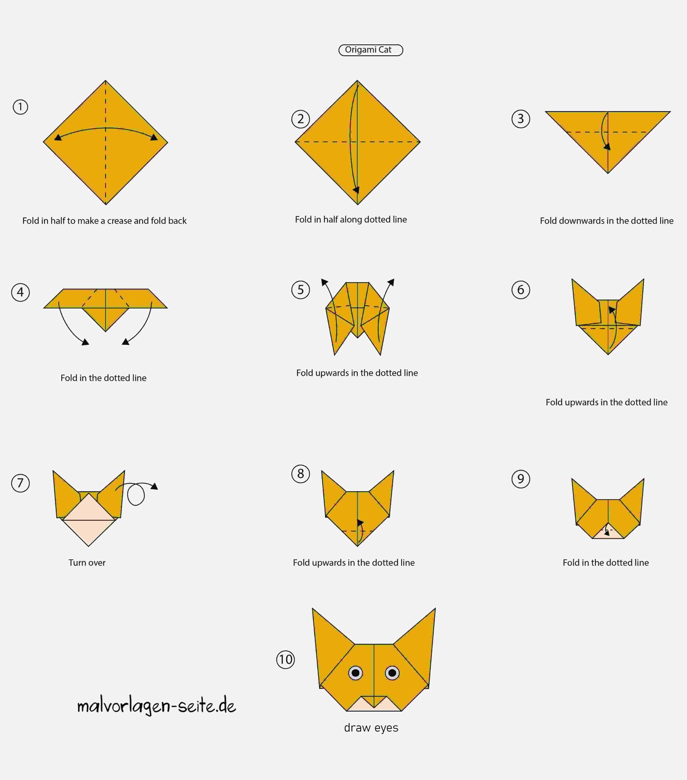 Origami Anleitung Katze falten | Jetzt kostenlos herunterladen