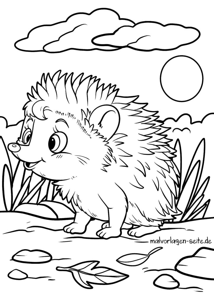Malvorlage Igel im Herbst | Jetzt kostenlos herunterladen