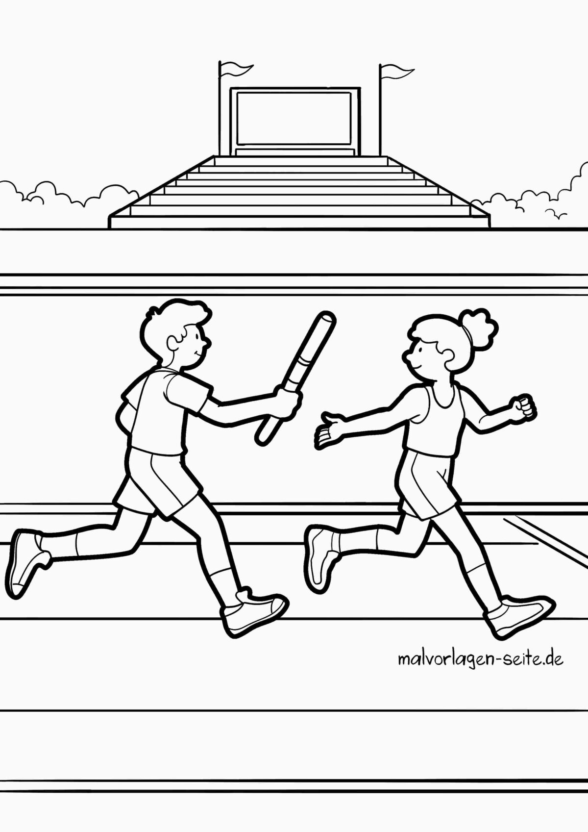 Malvorlage Staffellauf | Jetzt kostenlos herunterladen